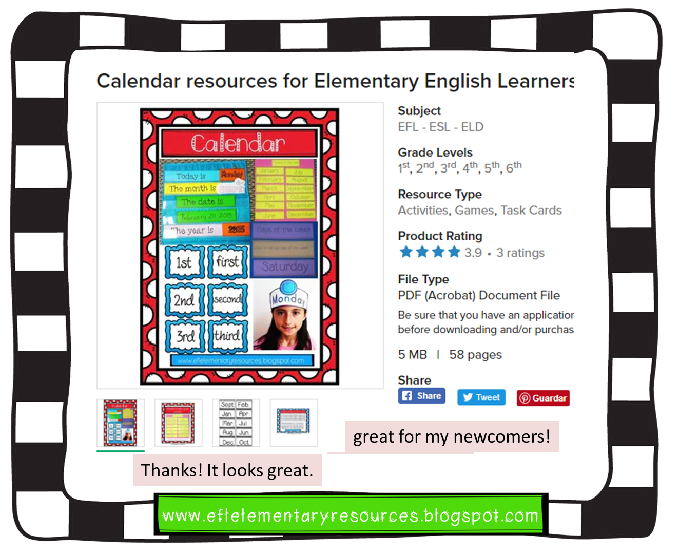 EFL Elementary Teachers Calendar Days And Months efl-elementary-teachers-calendar-days-and-months