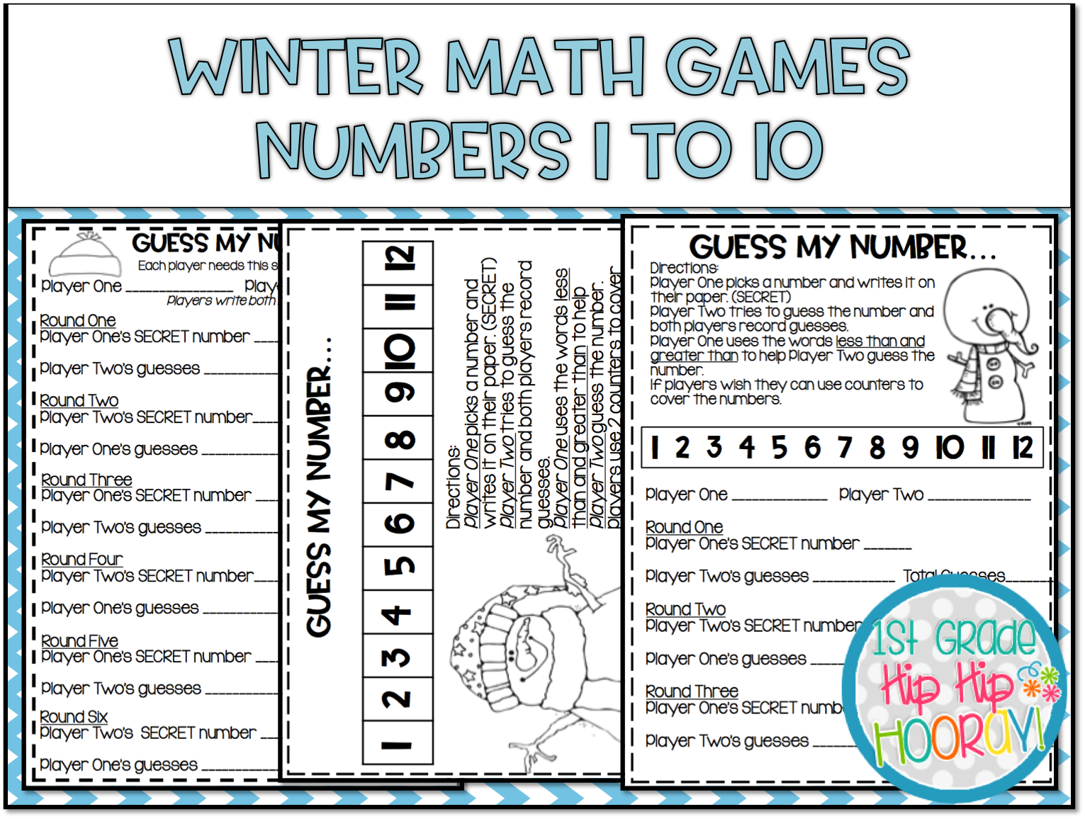 1st Grade Hip Hip Hooray!: Winter Math Games..Numbers 1 to 10