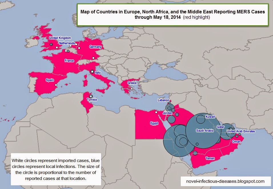 NOVEL INFECTIOUS DISEASES: World Map of the MERS Outbreak through May ...