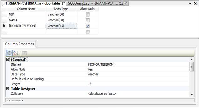 Sistem Informasi: Tutorial Membuat Tabel Database di SQL Server 2008