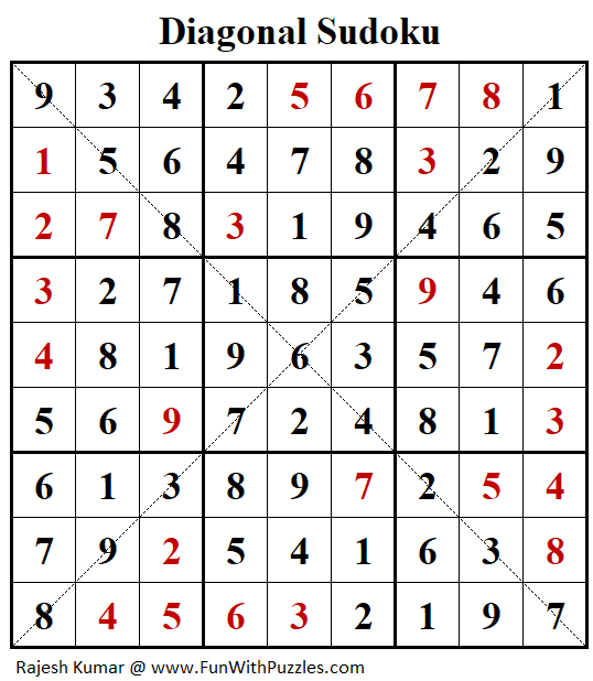 Diagonal Sudoku Puzzle (Fun With Sudoku #321)