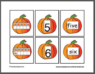 Charlotte's Clips and Kindergarten Kids: Free Pumpkin Math Game Cards 1 ...