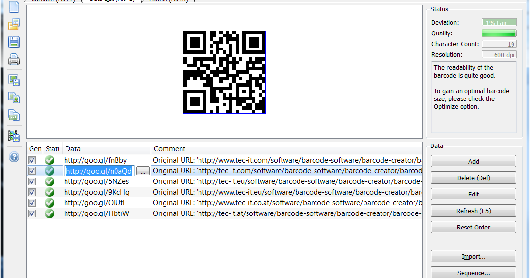 New: Barcode Studio Creates Mobile Tagging QR-Codes with Shortened URLs