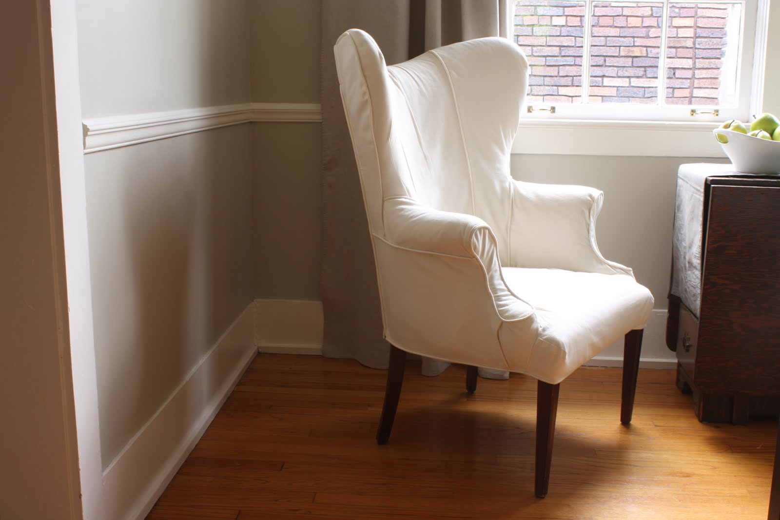 dwell and tell: How to Add Padding under Slipcovers - Wing Chair Update!