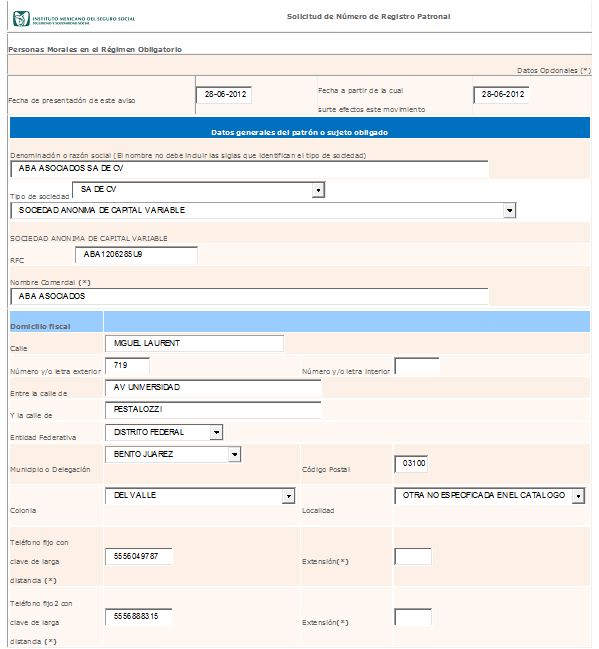 ABA ASOCIADOS: INSCRIPCION AL IMSS