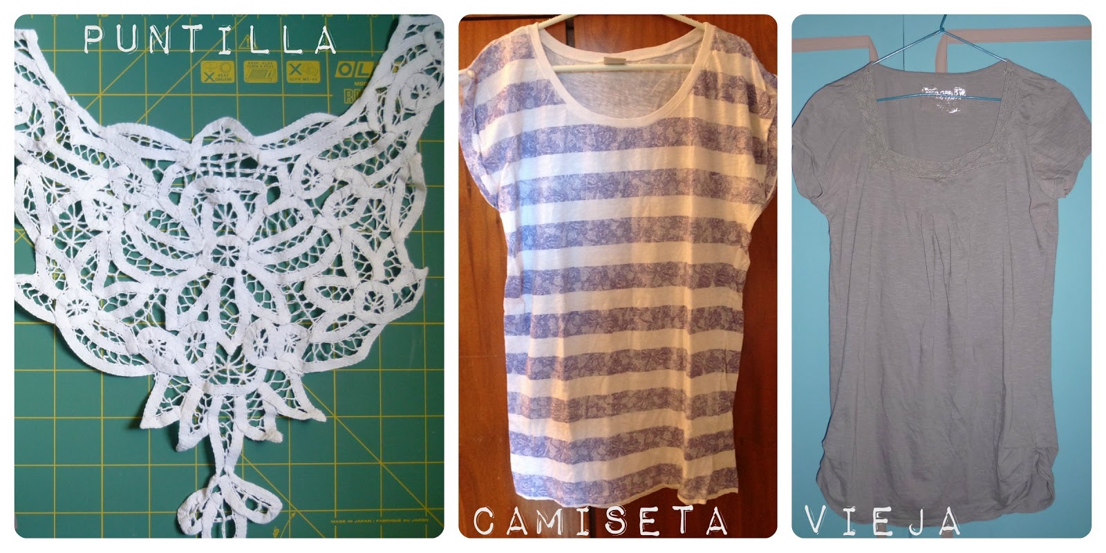 eva cose sola: DIY: customiza una camiseta con puntilla