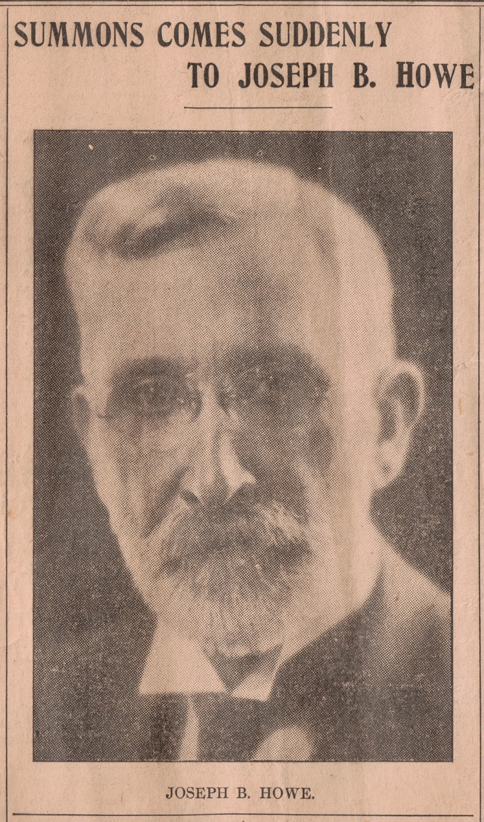 72 Scrapbooks: The Front-Page Obituary of Joseph Brown Howe