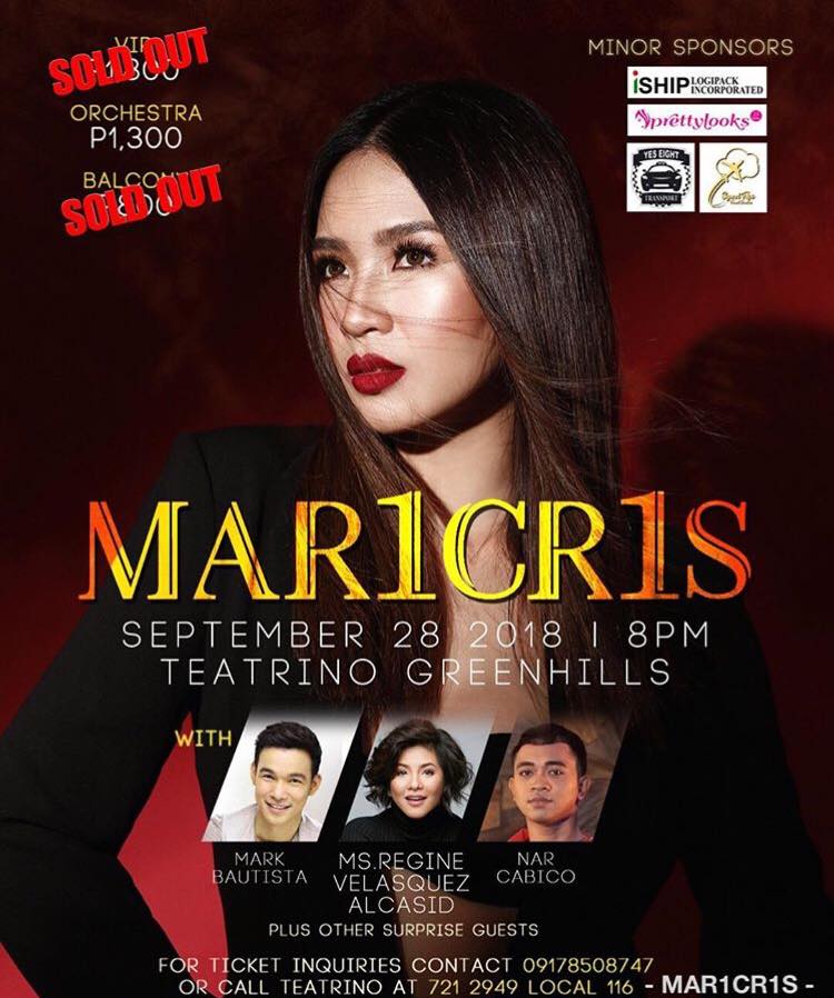 Maricris Garcia all set for her solo concert 'MAR1CR1S' on September 28 ...