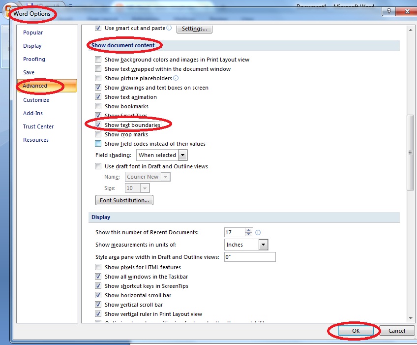 MS Word, some simple technique : How to show text Boundary in MS word ...