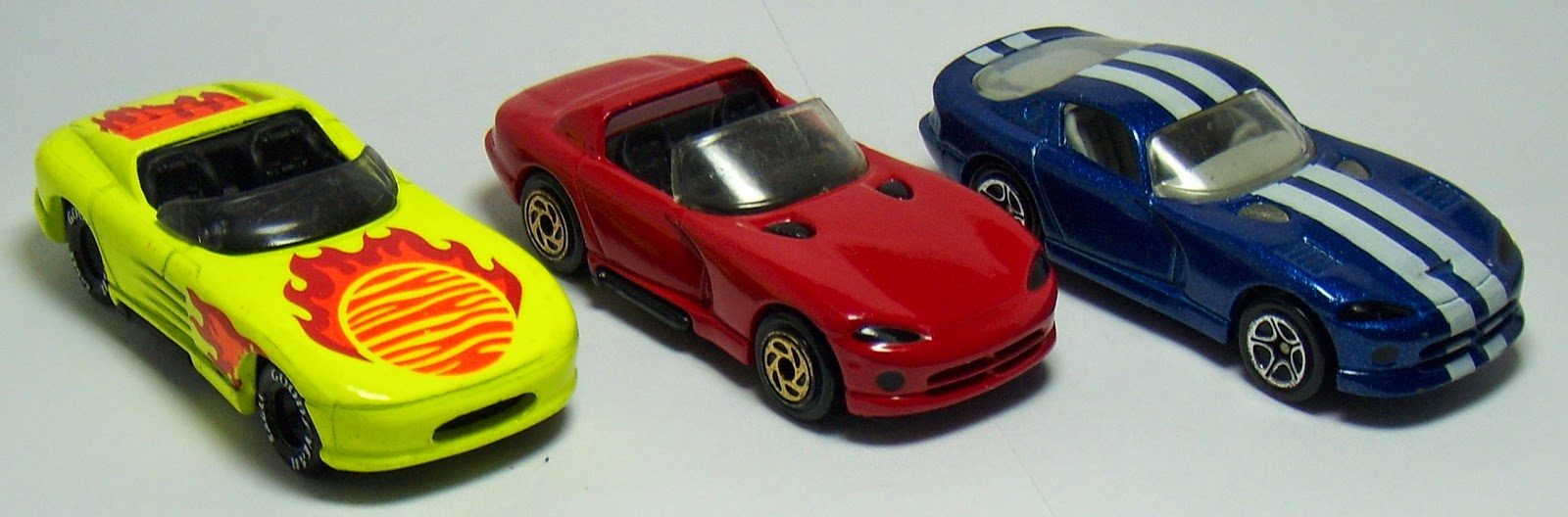 Matchbox Sunburner, 1994 Dodge Viper RT/10, and 1996 Dodge Viper GTS