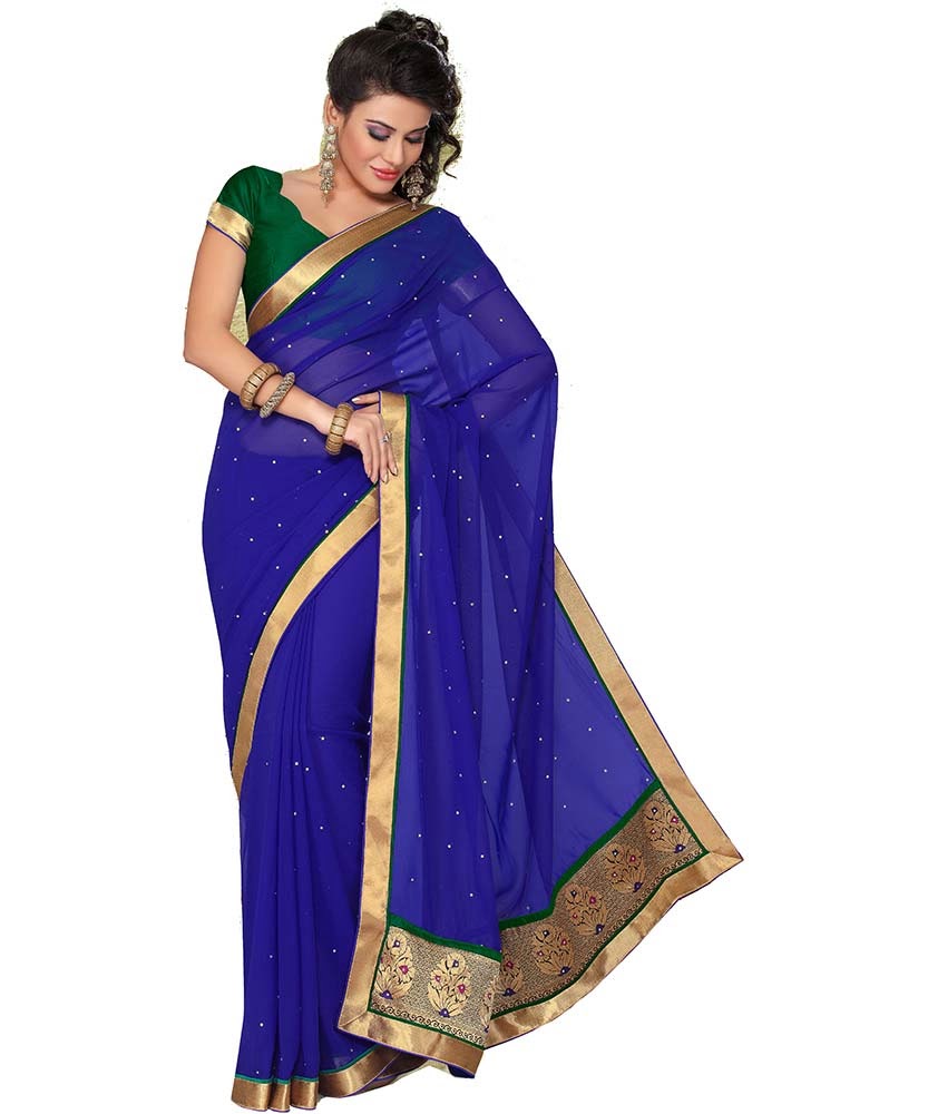 Royal Blue Saree Patterns