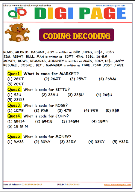 DP | CODING DECODING | 2 - FEB - 17