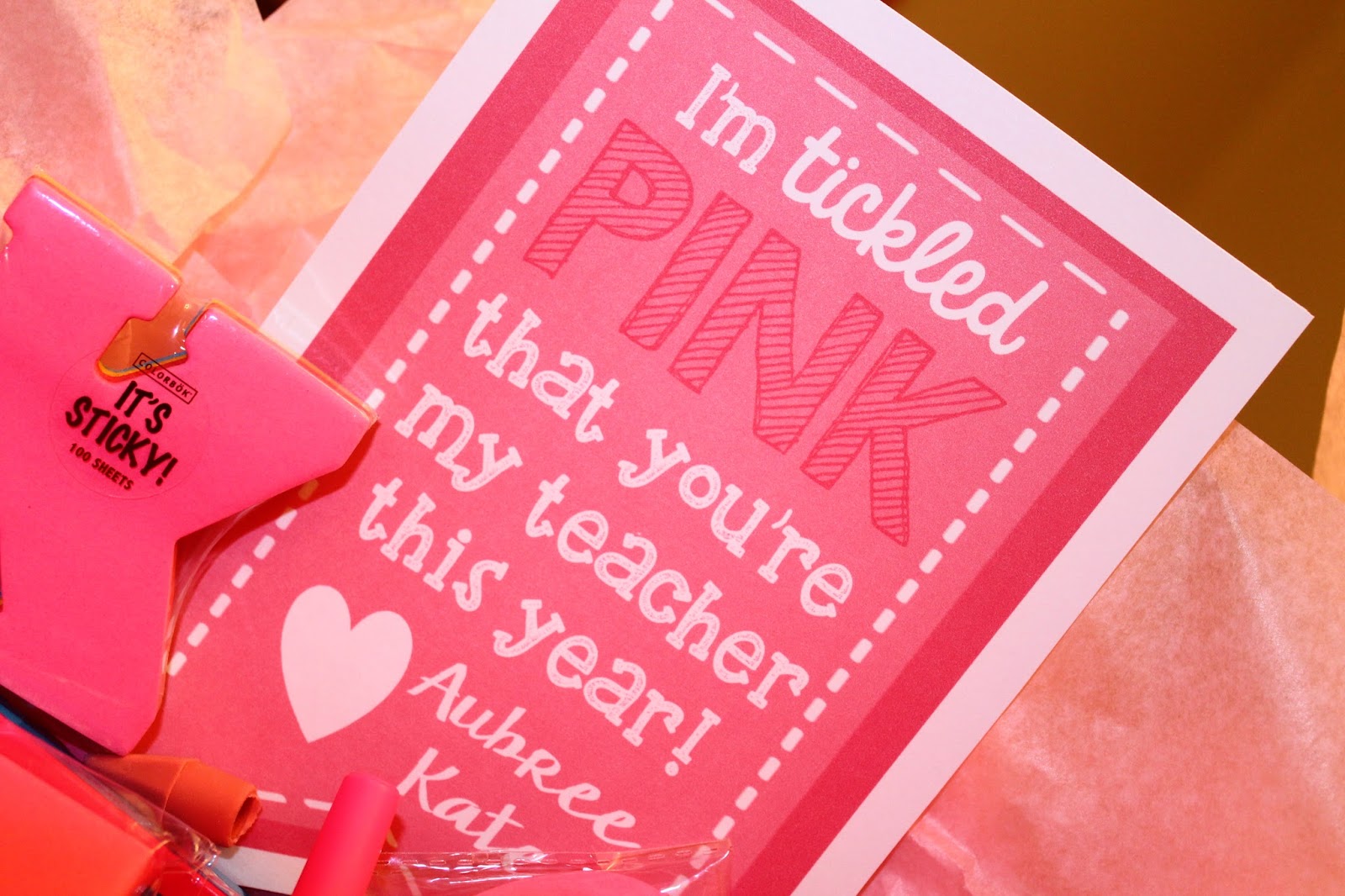 Adventures of First Grade: B2S Teacher Gifts {tickled pink}