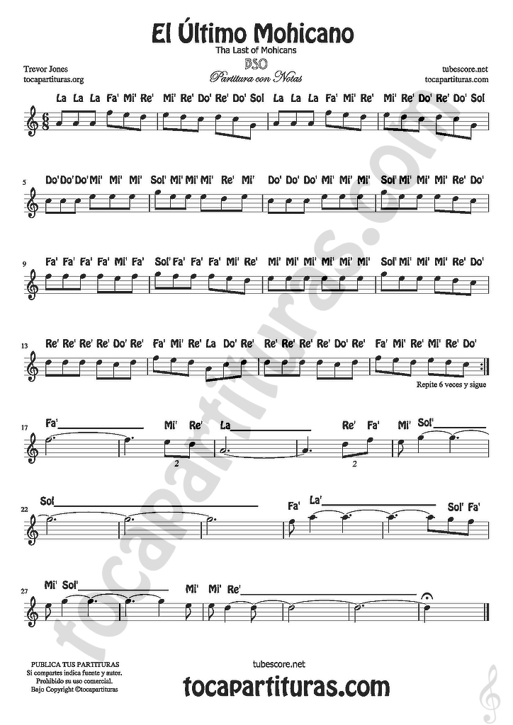 tocapartituras: 10 Partituras con Notas de las Mejores Bandas Sonoras ...