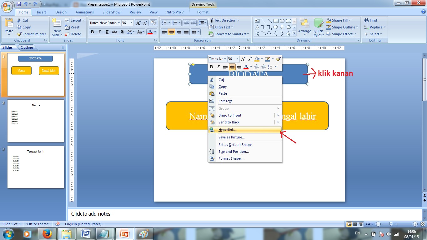 Belajar dasar office: Fungsi dan Cara Membuat Hyperlink di Powerpoint