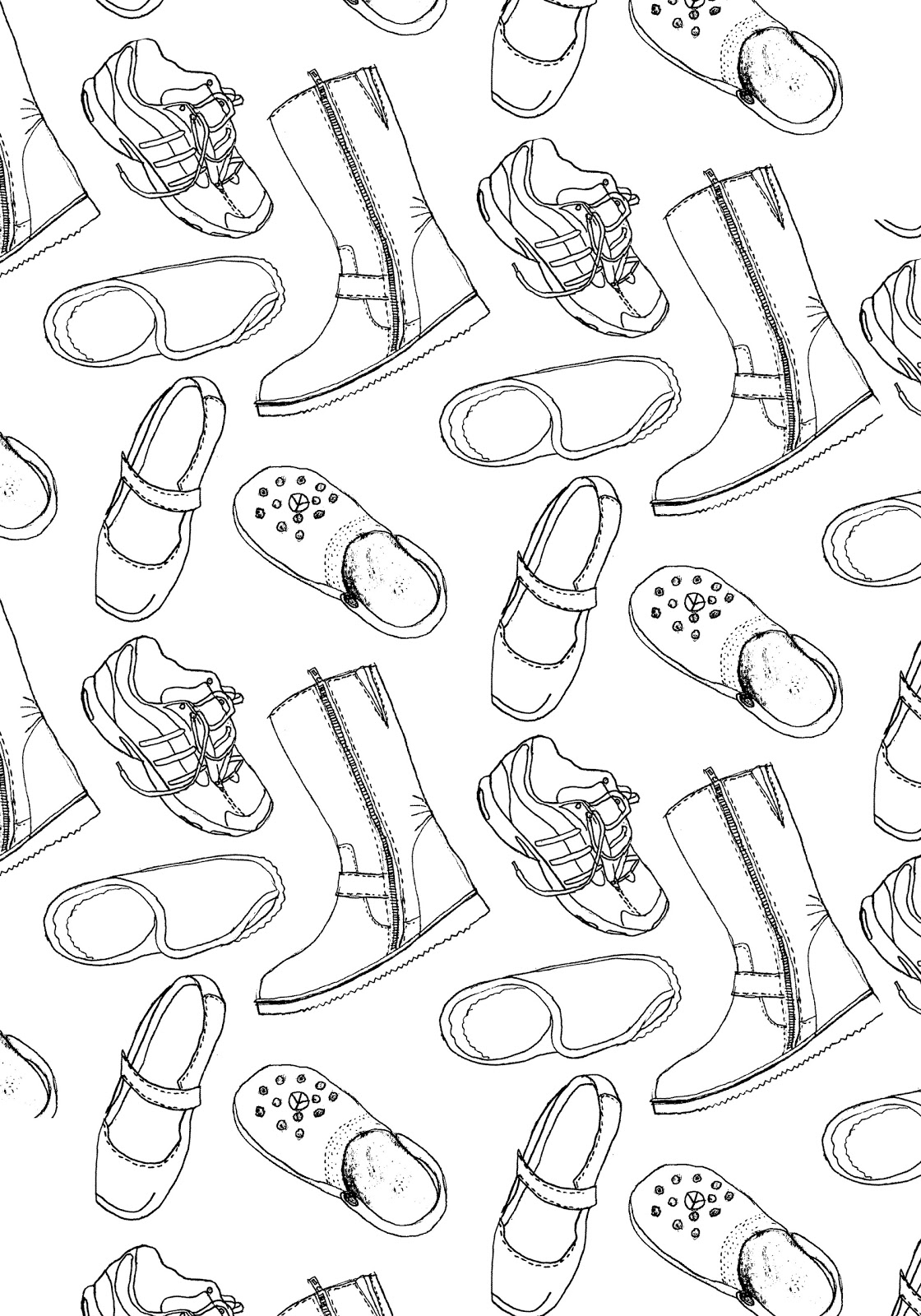 Joanna Woodbridge: Repeat patterns based on shoe drawings