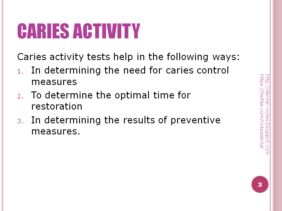 Dental Notes: Caries Activity Tests NOTES
