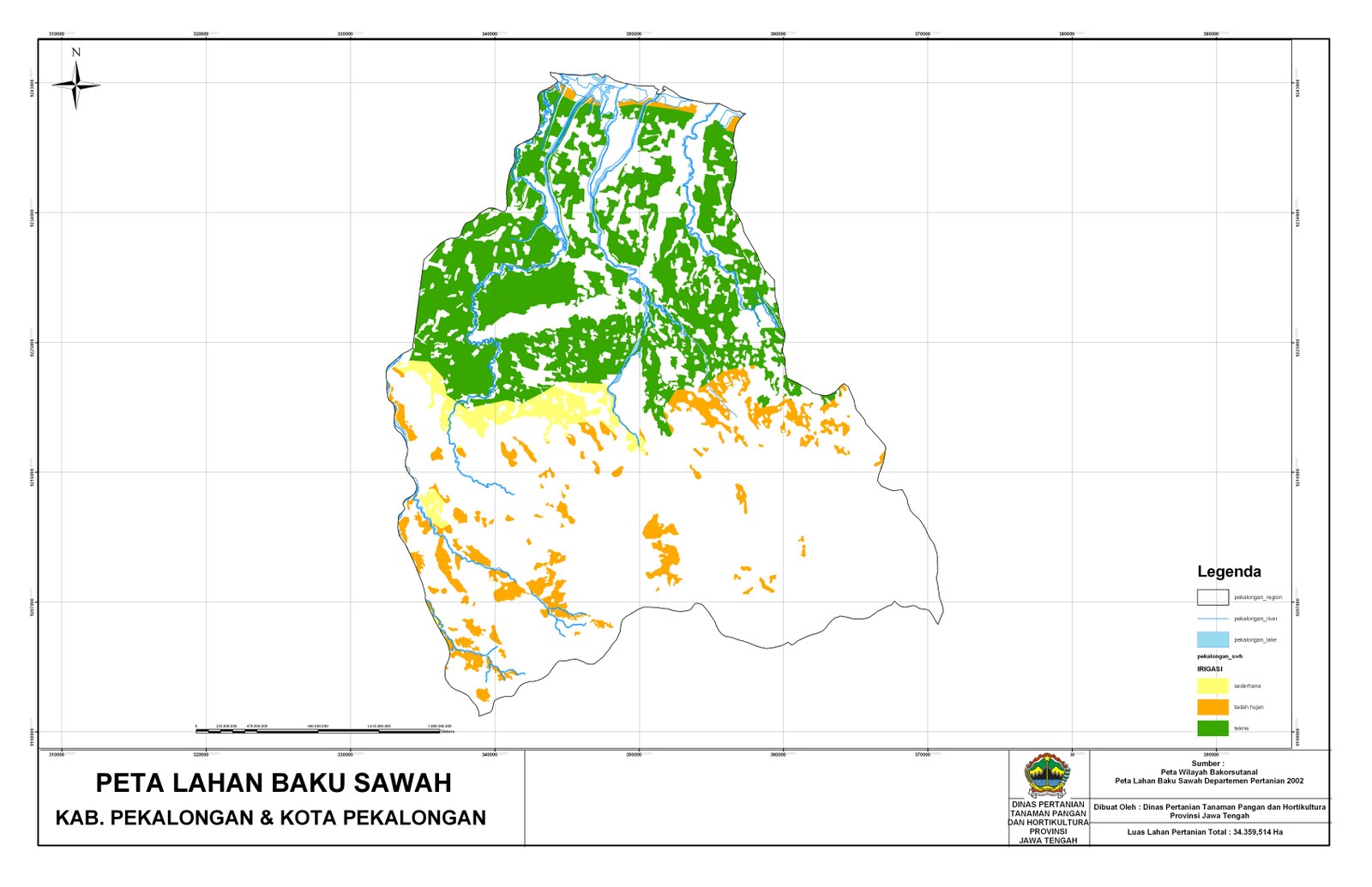 PETA-PETA PERTANIAN JATENG: Peta Sawah Kab&Kota Pekalongan(2002)