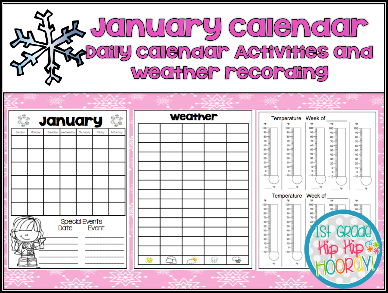 1st Grade Hip Hip Hooray!: January Daily Calendar...Weather ...