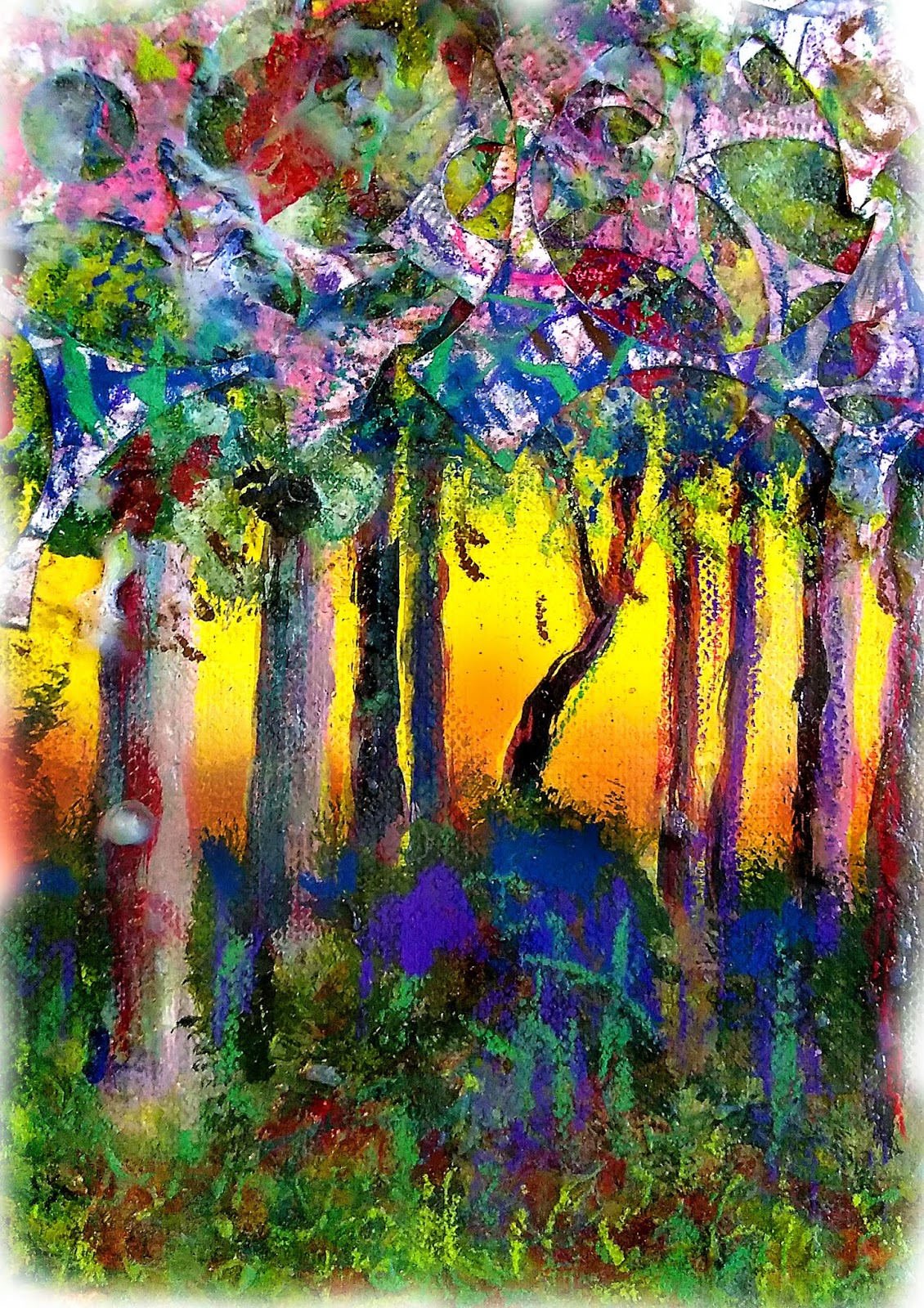 Tango of the Geeks: Messy Mixed Media Landscape