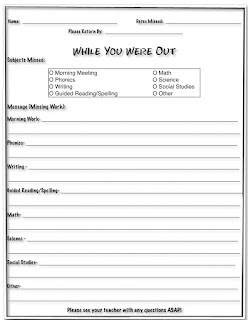 Kristen's Kindergarten Kids: While You Were Out: Missed Work Form ...