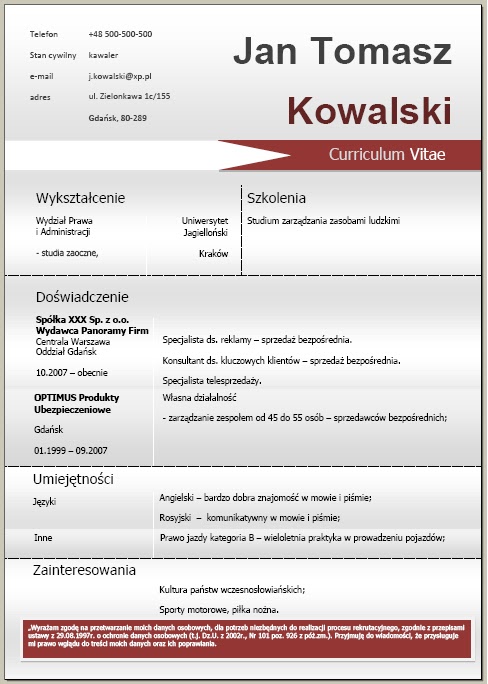 Marta Kuklińska "SOFER": Przykładowe szablony CV i listów motywacyjnych