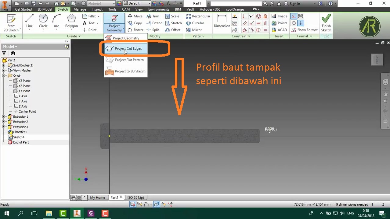 Tips Gampang Menggambar Ulir Baut Pada Inventor Professional Memakai ...