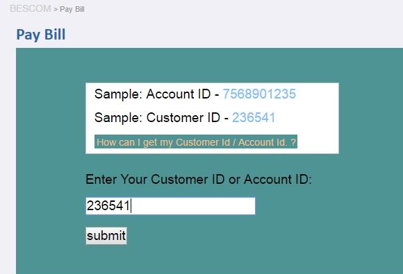 BESCOM Bill Payment Online: November 2016