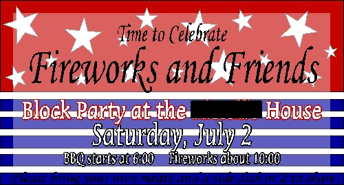 Fireworks and Friends Block Party Invitation