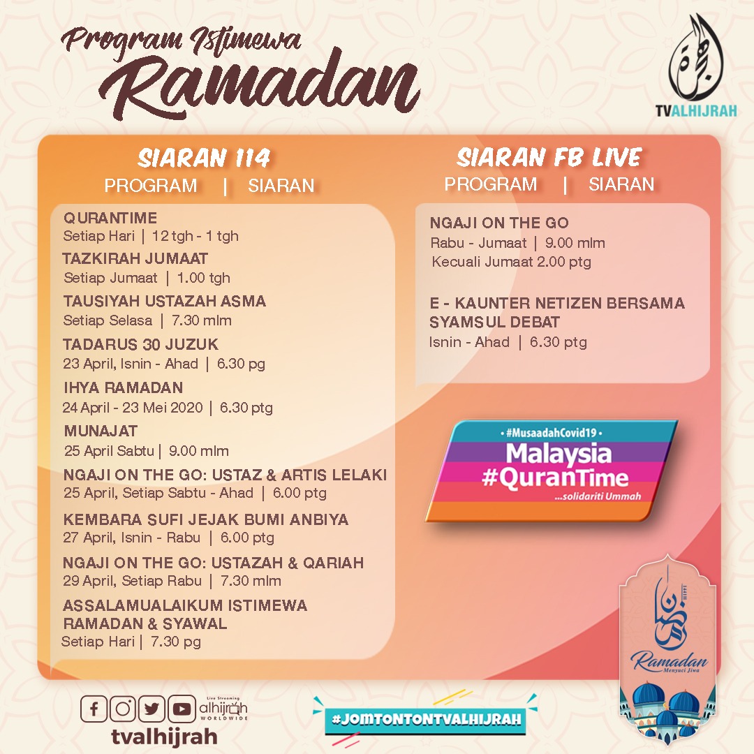 Program menarik dengan tema Ramadan Menyuci Jiwa di TV Al-Hijrah
