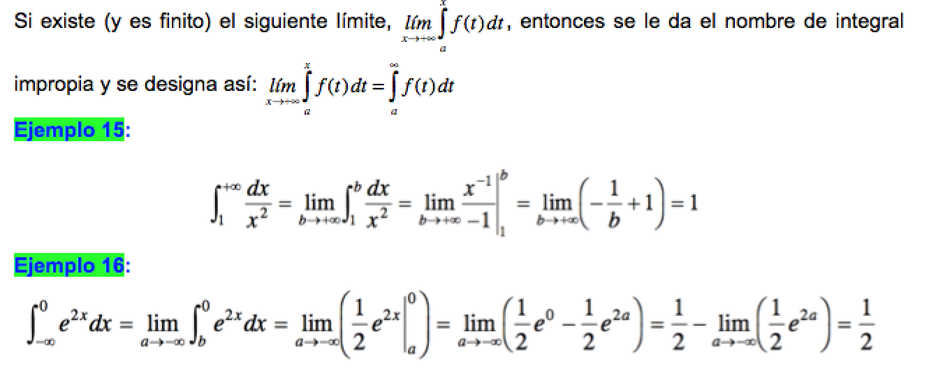 LAS MATES DE SANDRA: INTEGRALES IMPROPIAS