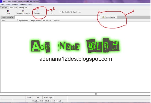 a. Click scatter-loading (otomatis isi firmware akan tercentang)