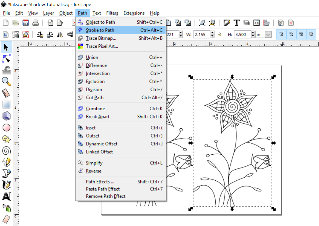 Inkscape stroke to path not working - lasprofile