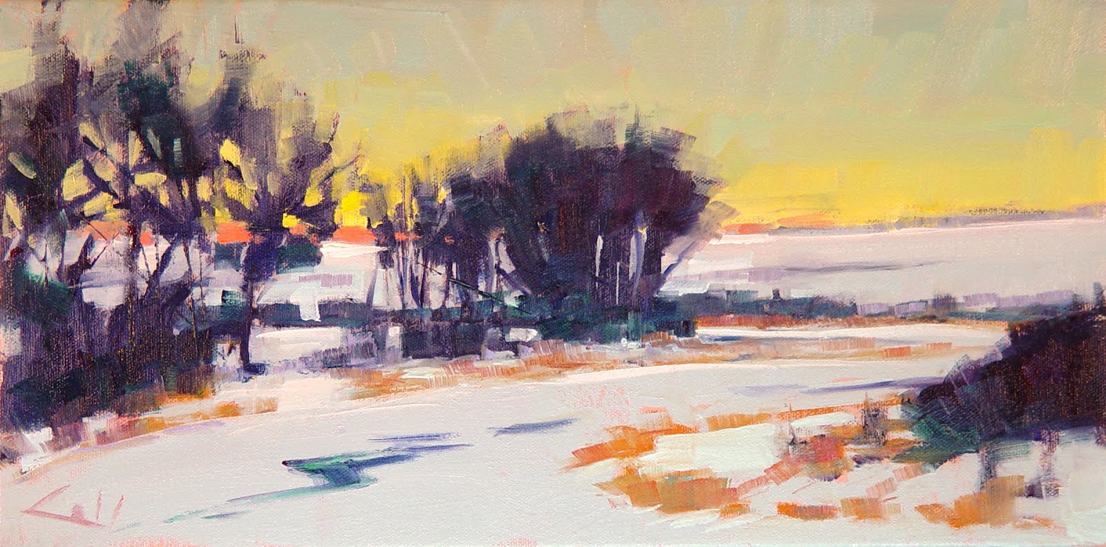 George Coll Daily Painter: River Bend at Sun Set #0229D