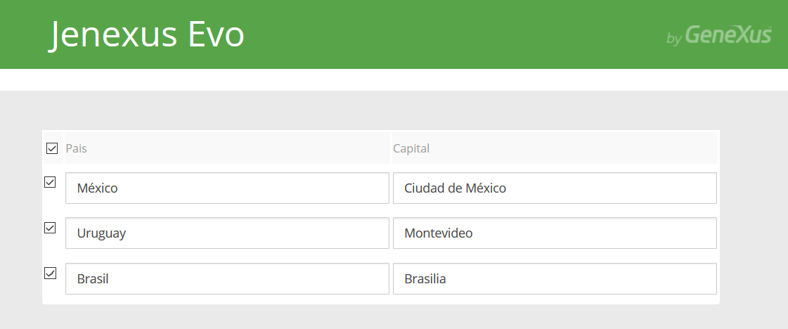 CheckBox en la barra de titulos de un grid #Genexus - Jenexus