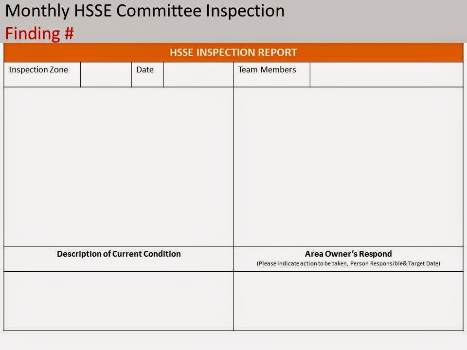 Azahan Safetyman: Contoh Laporan HSSE Committee Monthly Inspection Report