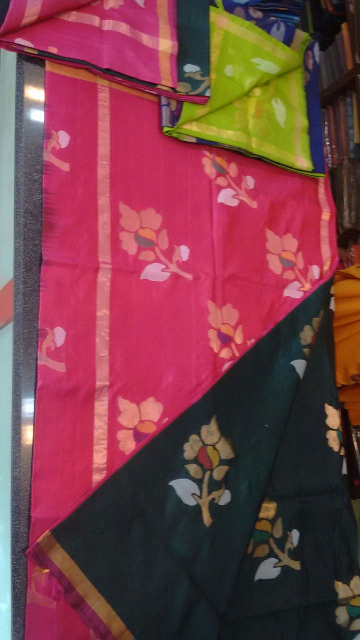 Indian Traditional Handloom Sarees: Uppada Jamdhani Silk sarees,