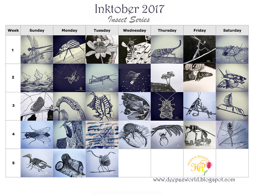 Hues n Shades: wrapping up Inktober with an Inktober Calendar
