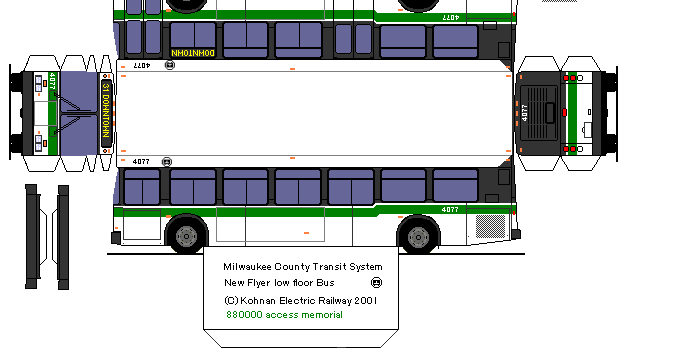 SP. Papel Modelismo: Paper Bus New Flyer - Milwaukee County Transit System