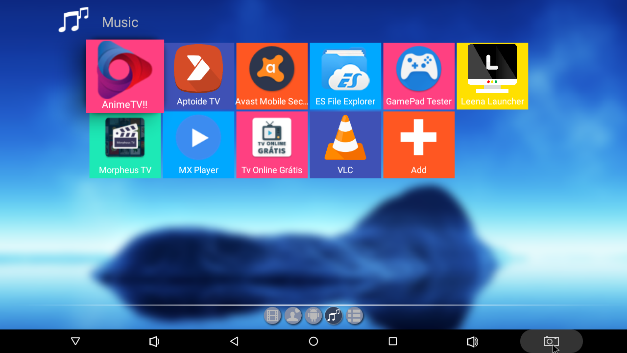 tela menu de apps MX9
