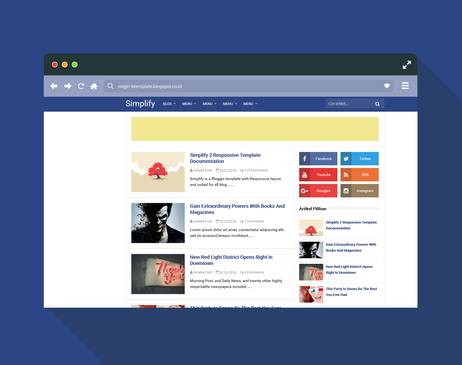 Simplify 2 Blogger Template - Navdot Template