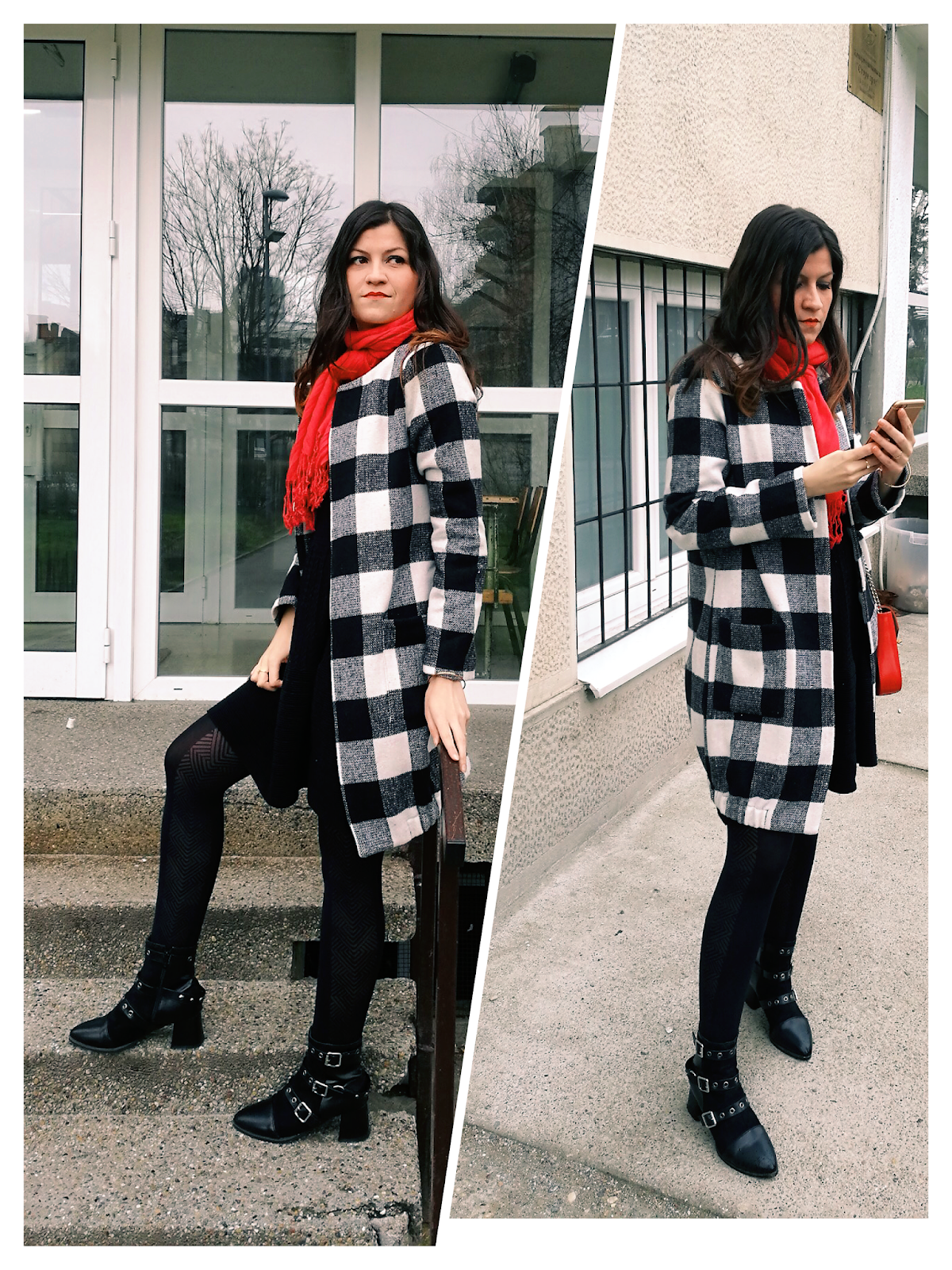 Street Style Idea with Checkered Coat - BambolaI