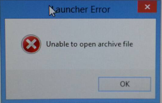 Unable To Open Archive File