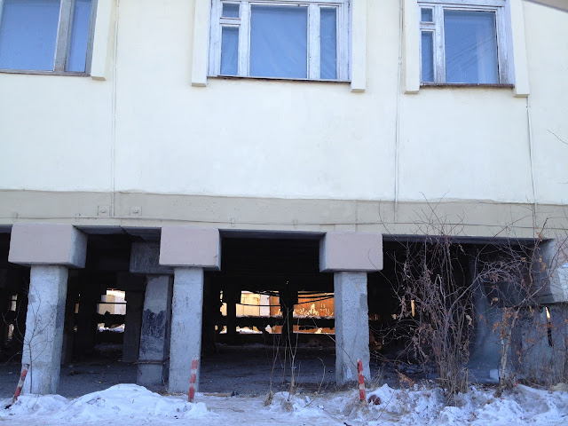 Life of countryside's girl from Yakutia: Yakutsk. Houses on permafrost...