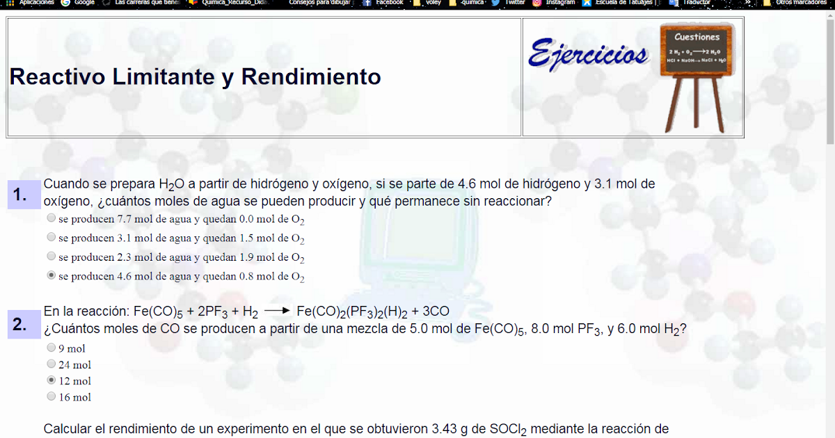 quimica : Reactivo limitante y rendimiento