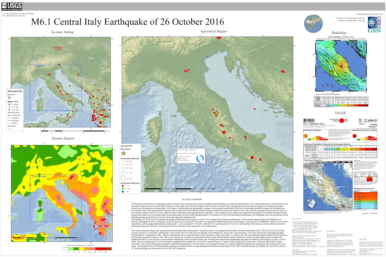 Natural Hazards and Disasters: Italy Earthquakes 26 October 2016