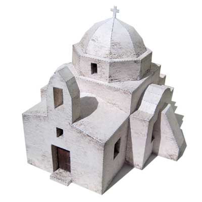 Greek Island Church Paper Model