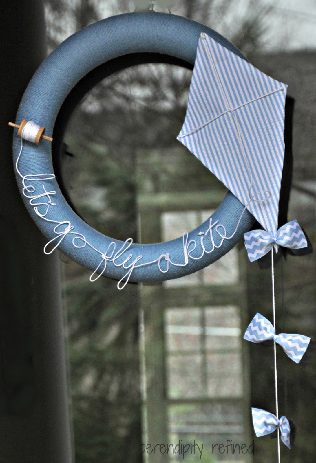 Serendipity Refined Blog: Yarn Wrapped, "Let's Go Fly A Kite" Wreath