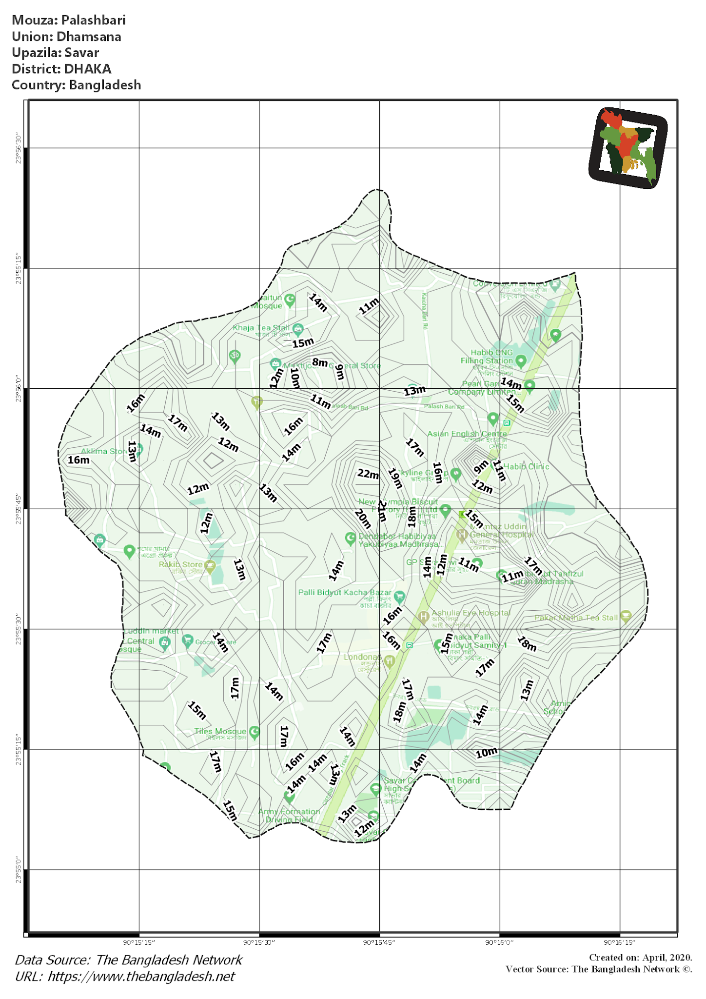 Map of Palashbari Mouza, Savar, Dhaka