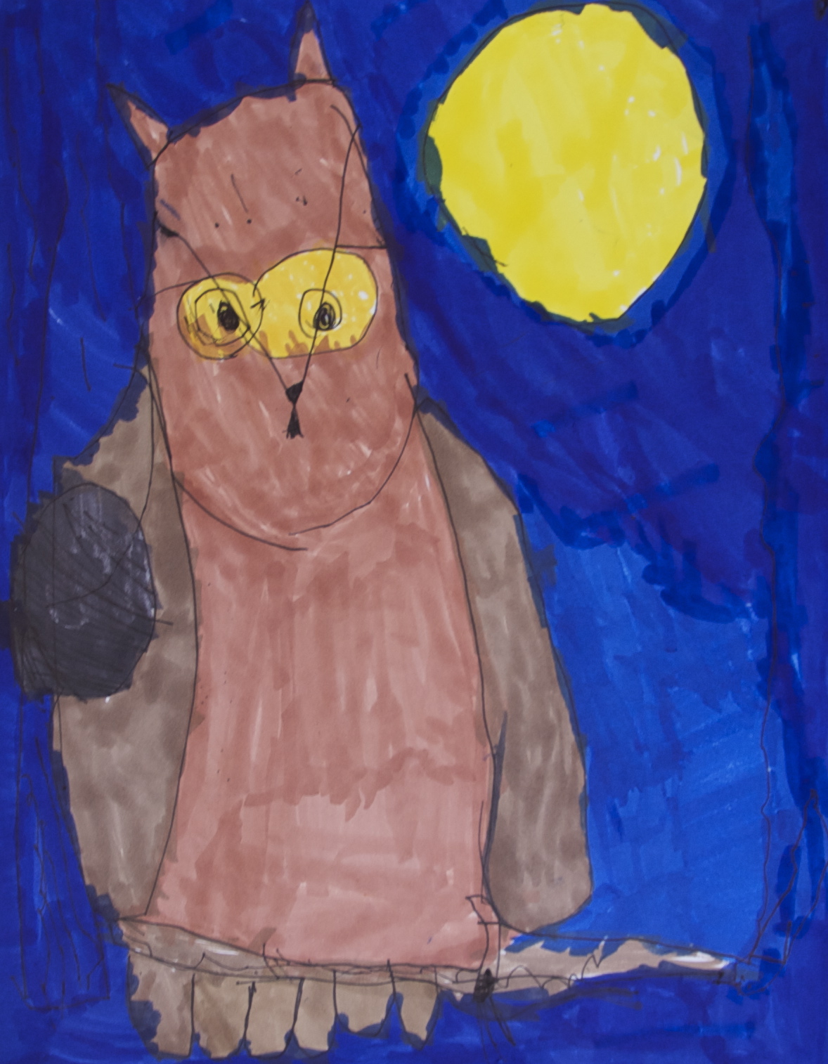 Art Classes for Homeschool Students: Owl with Full Moon